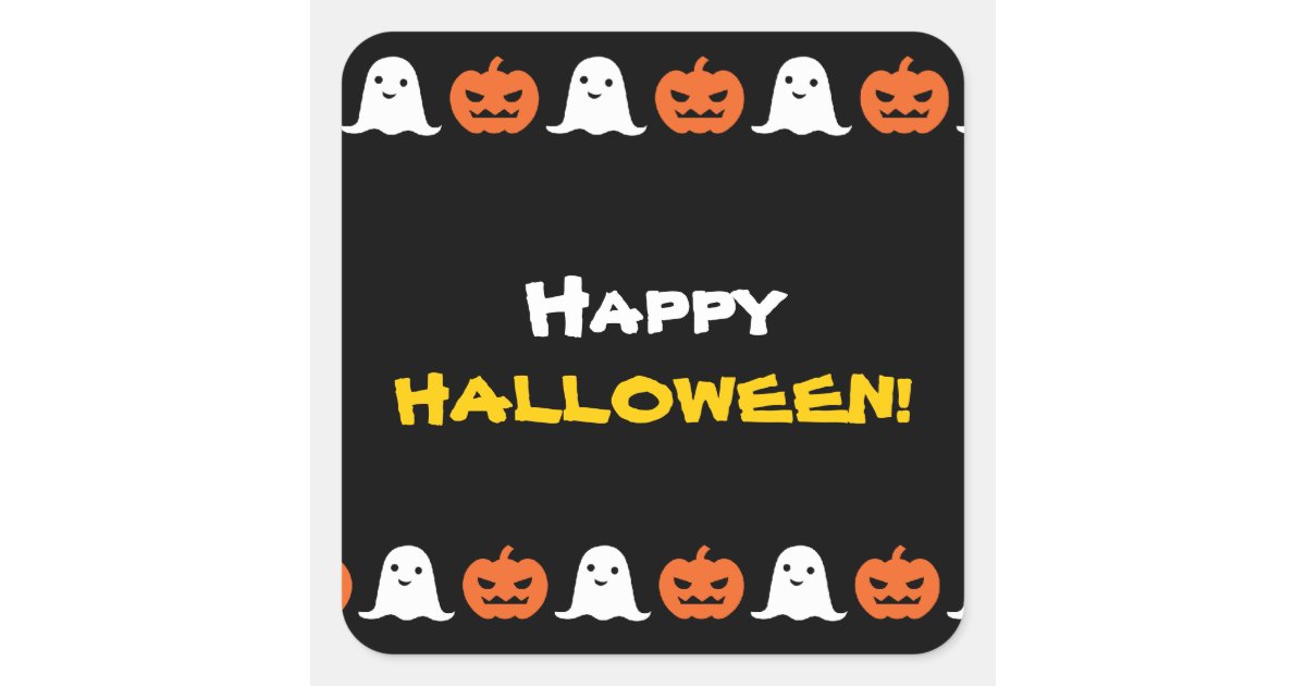 Happy Halloween Pumpkin and Ghost sticker | Zazzle