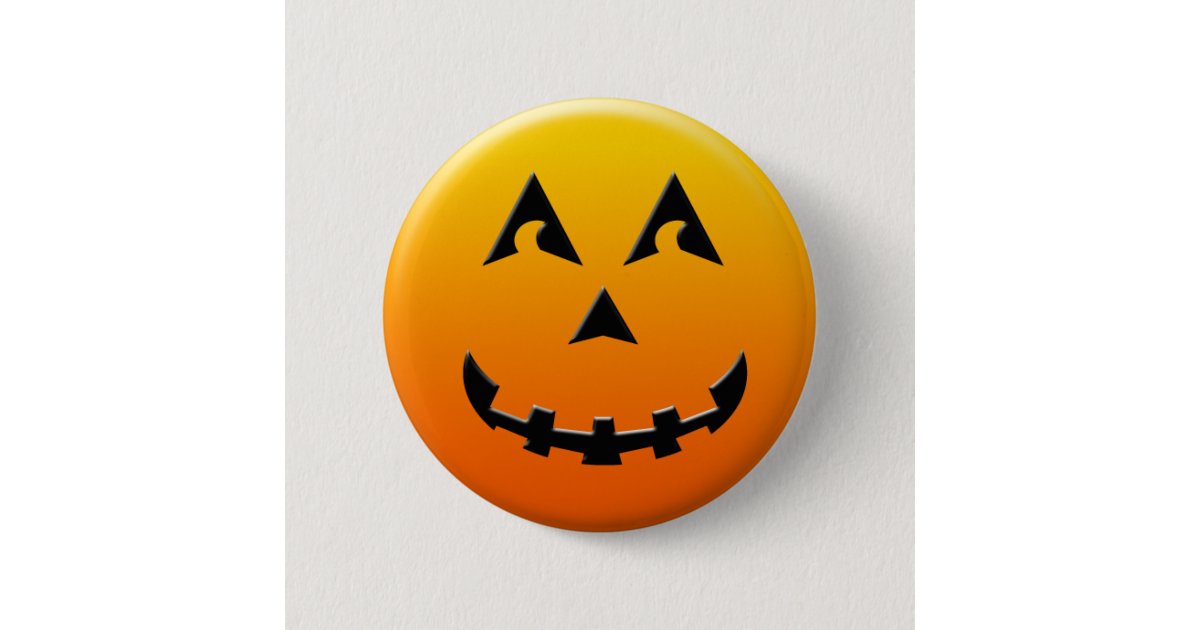 Happy Halloween pumpkin face Button | Zazzle