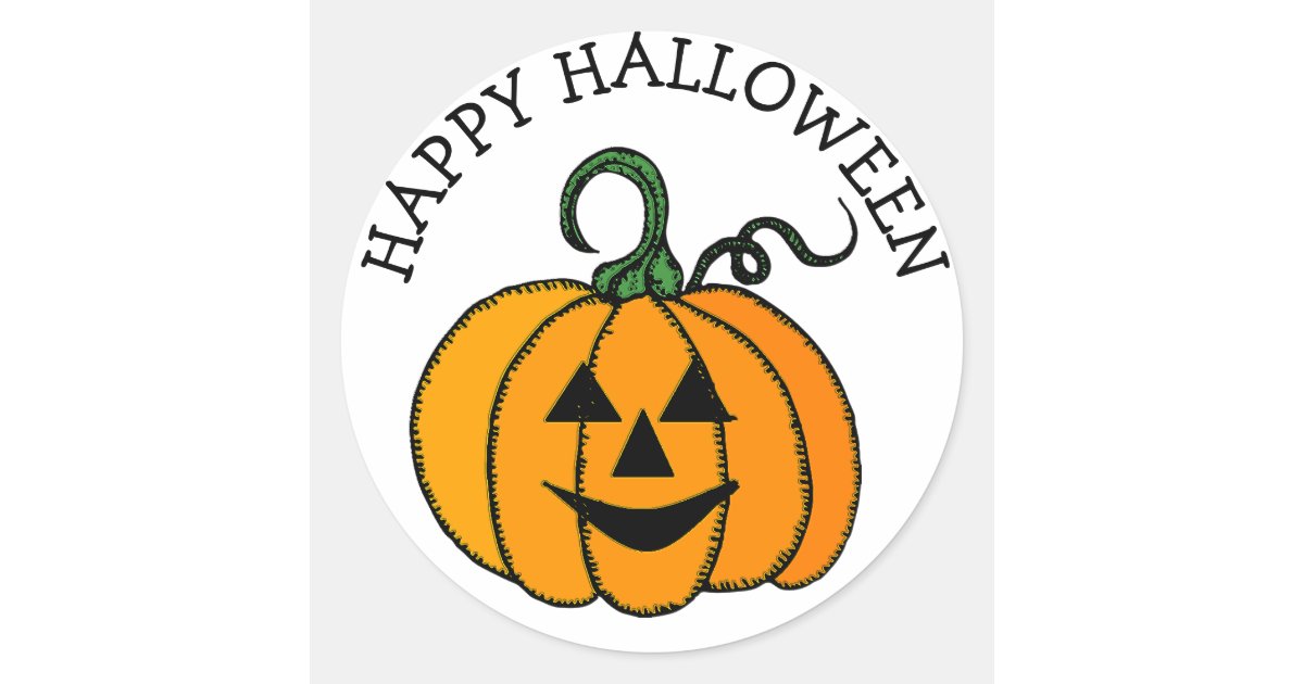 Happy Halloween Pumpkin Face Stickers | Zazzle