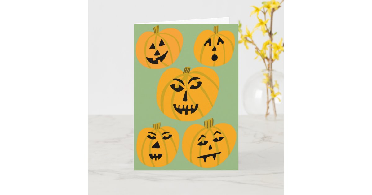 HAPPY HALLOWEEN Pumpkins Jack-O-Lanterns Card | Zazzle