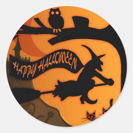 Happy Halloween Round Stickers | Zazzle