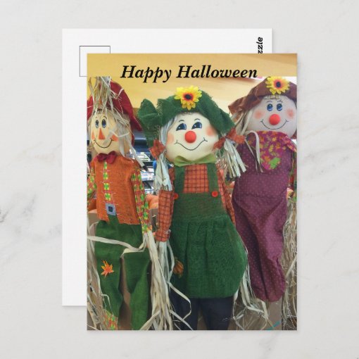 Happy Halloween Scarecrows Postcard | Zazzle