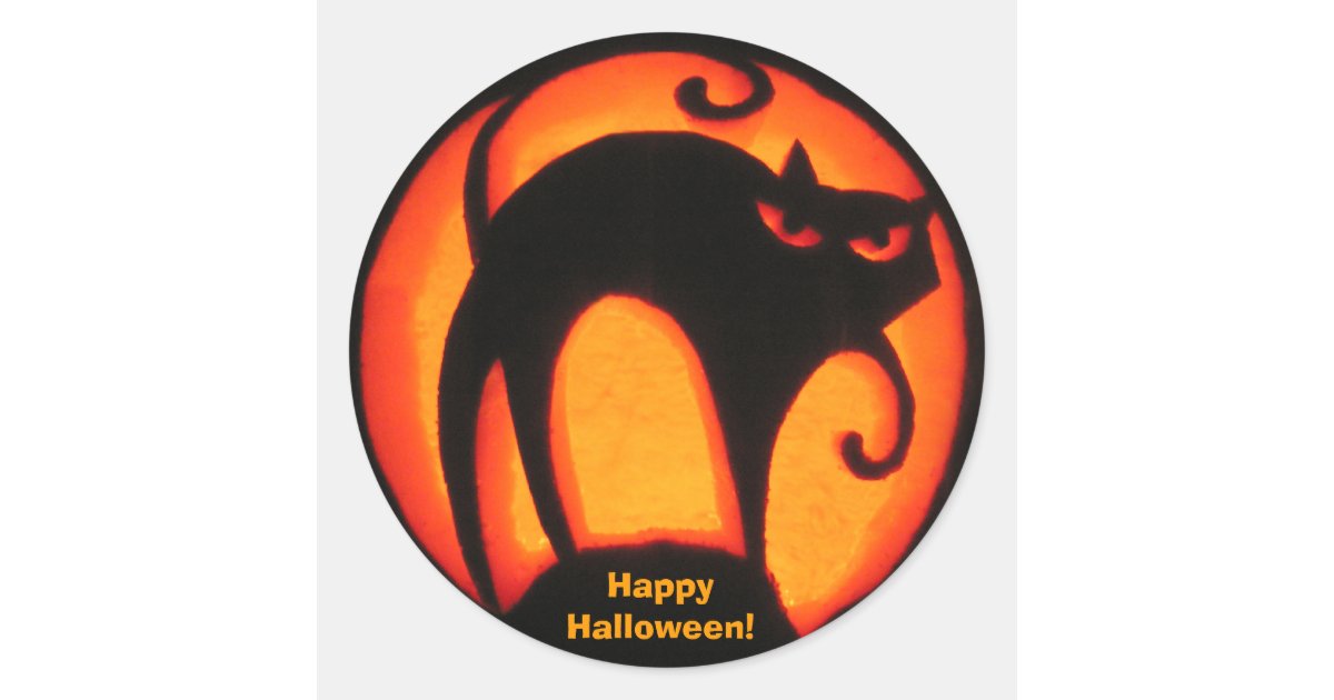 Happy Halloween! Scary Cat Sticker | Zazzle