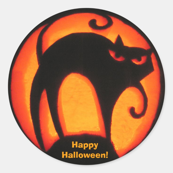 Happy Halloween! Scary Cat Sticker | Zazzle
