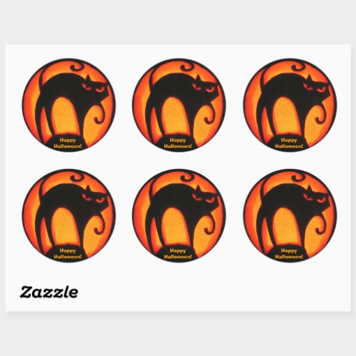 Happy Halloween! Scary Cat Sticker | Zazzle