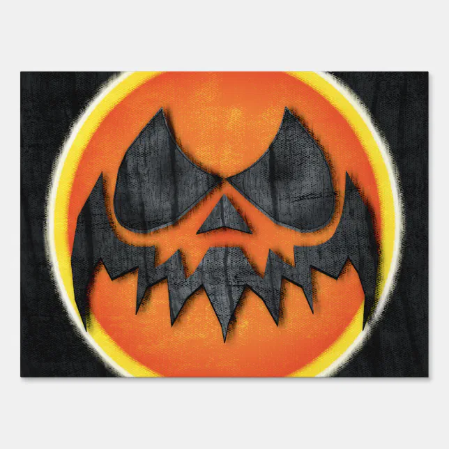Happy Halloween Scary Creepy Pumpkin Sign | Zazzle