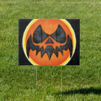 Happy Halloween Scary Creepy Pumpkin Sign | Zazzle