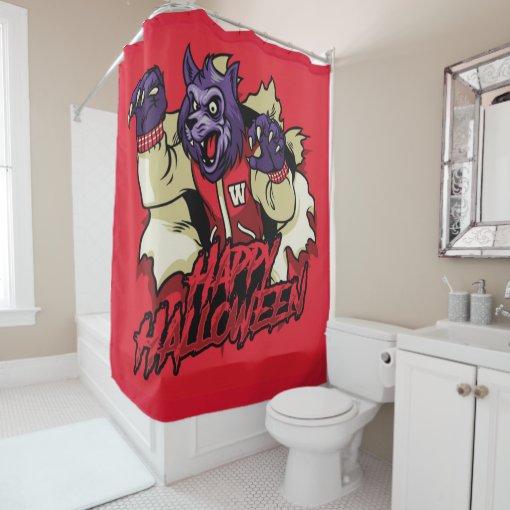 Happy Halloween Scary Werewolf Shower Curtain | Zazzle