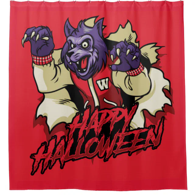 Happy Halloween Scary Werewolf Shower Curtain | Zazzle