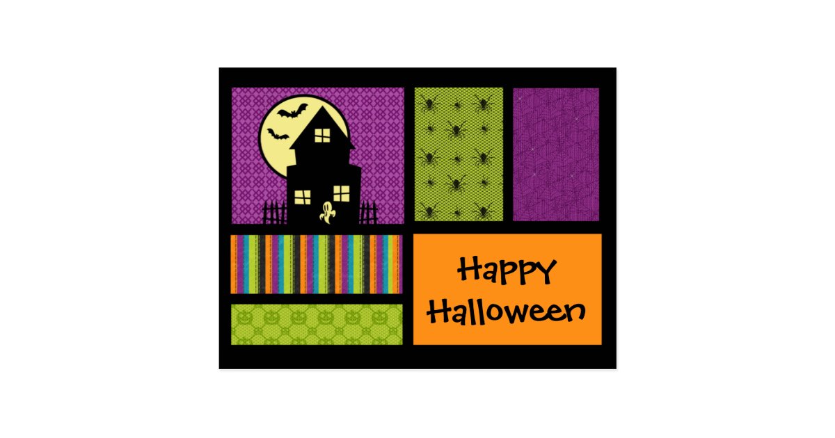 Happy Halloween Scrapbook Style Postcard | Zazzle.com