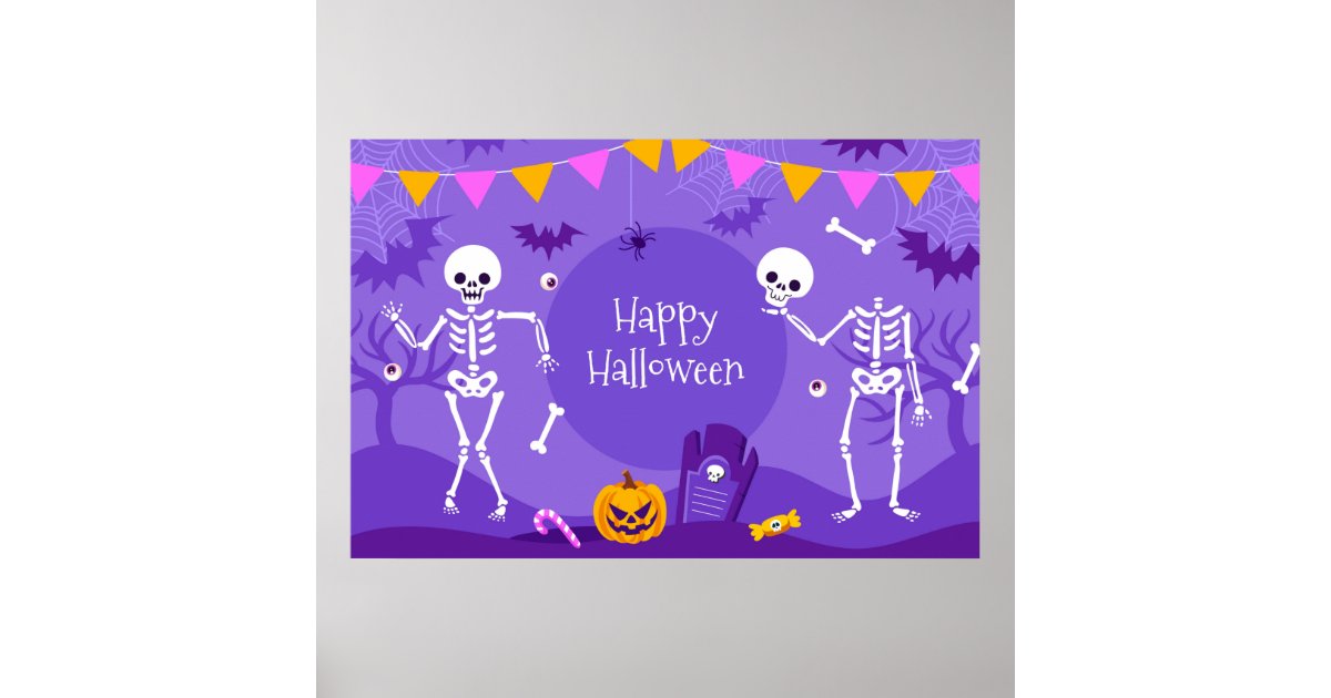 Happy Halloween Skeletons Poster | Zazzle