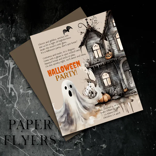Happy Halloween Spooky Ghost Party Poem Invitation Flyer | Zazzle