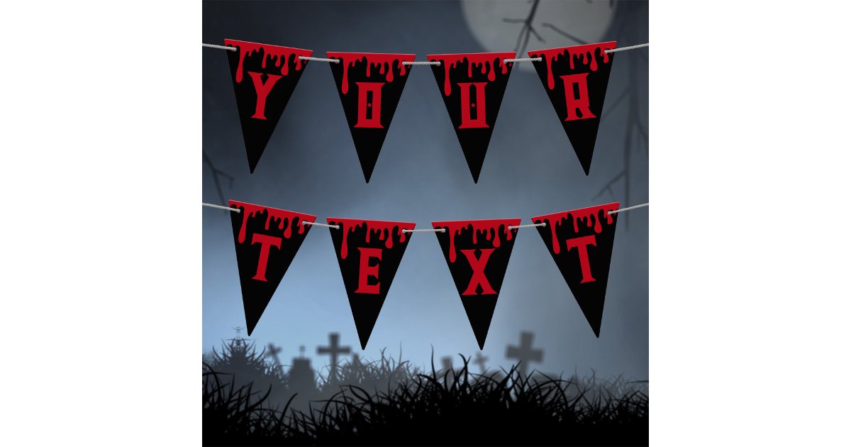 Happy Halloween Spooky Red Black Dripping Blood Bunting Flags | Zazzle