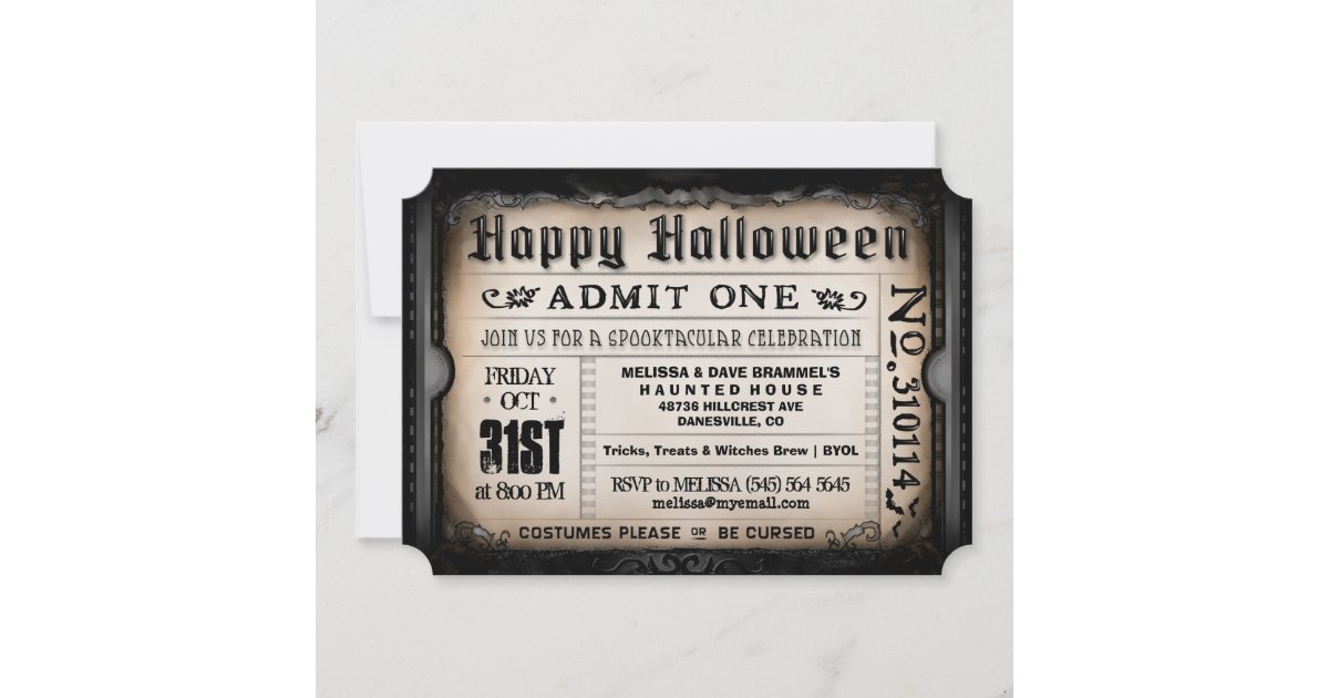 Happy Halloween Ticket Invitation | Zazzle