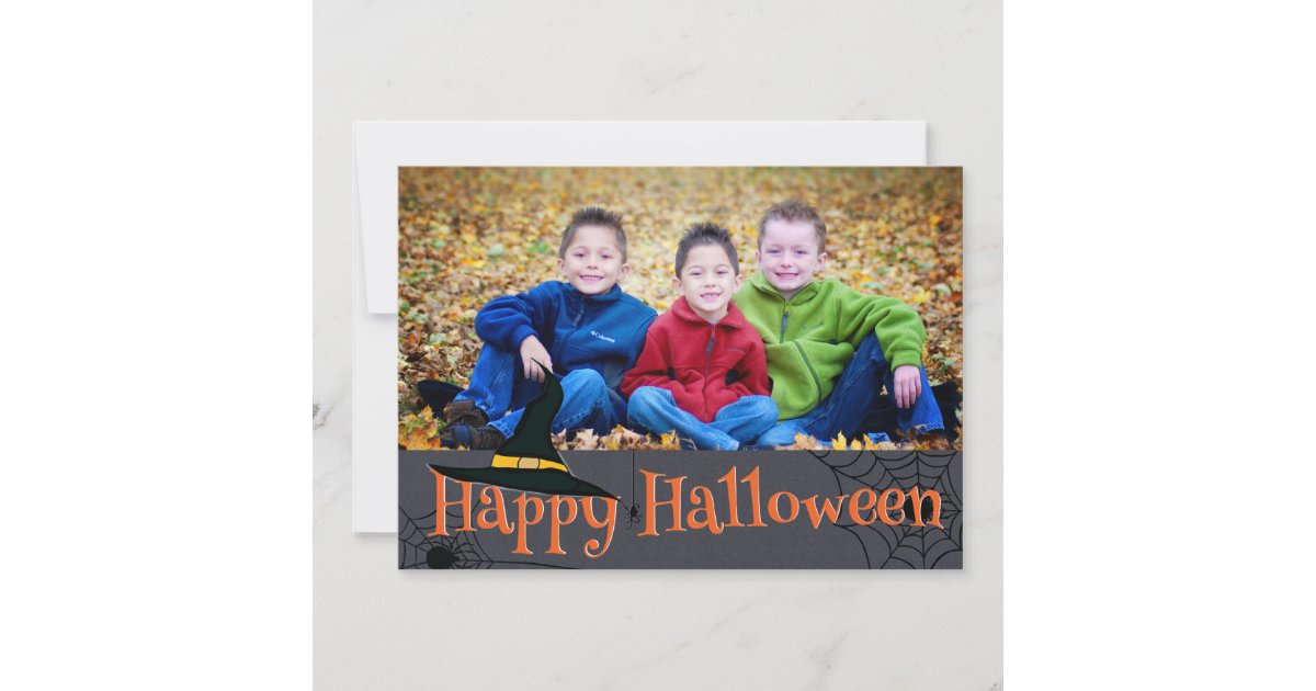 Happy Halloween Witches Hat photo card | Zazzle