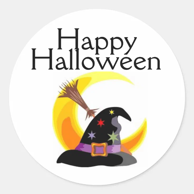 Happy Halloween Witches Hat Sticker - Customized | Zazzle