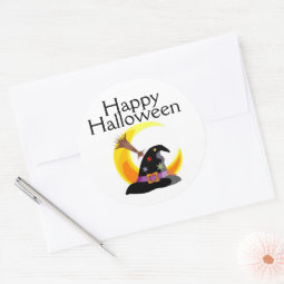 Happy Halloween Witches Hat Sticker - Customized | Zazzle