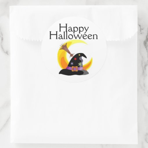 Happy Halloween Witches Hat Sticker - Customized | Zazzle