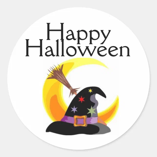 Happy Halloween Witches Hat Sticker - Customized | Zazzle