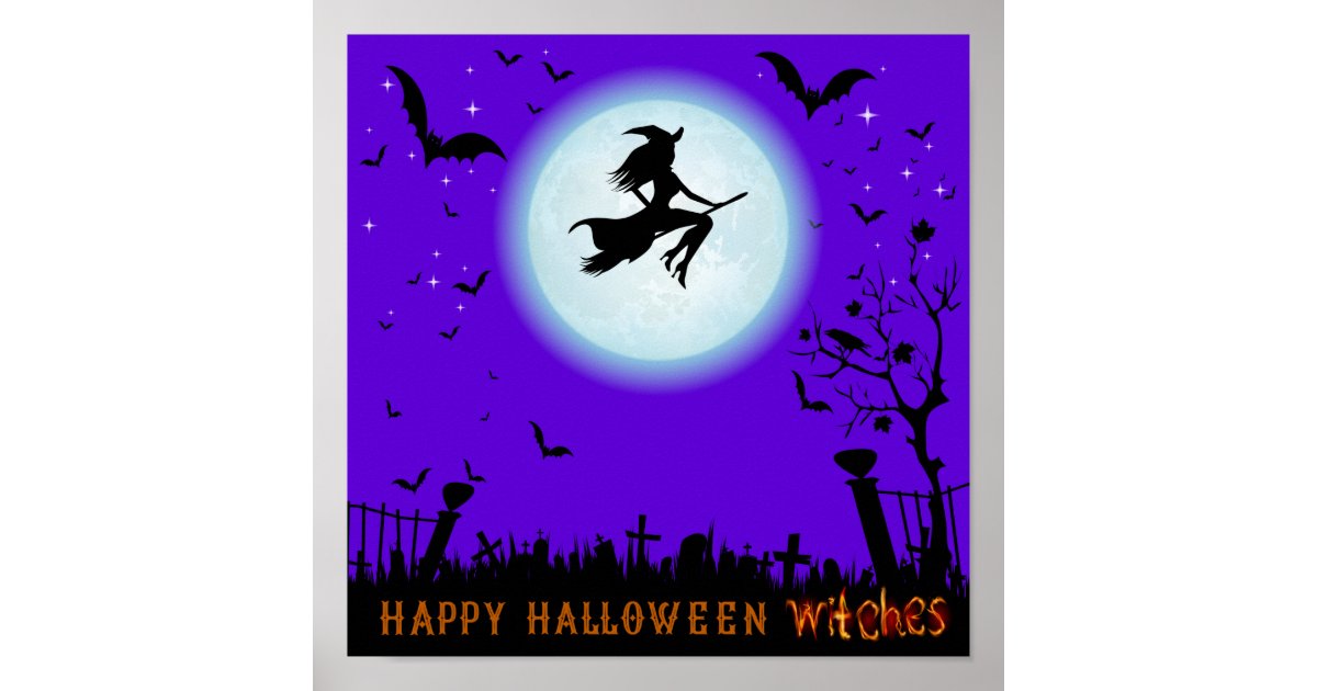Happy Halloween Witches Poster | Zazzle