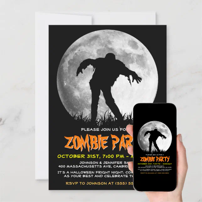 Happy Halloween Zombie Rises Apocalypse Party Invitation | Zazzle