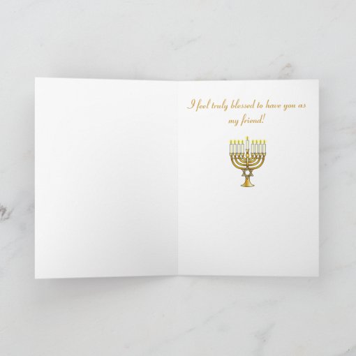 Happy Hanukkah Friend with Menorah Holiday Card | Zazzle