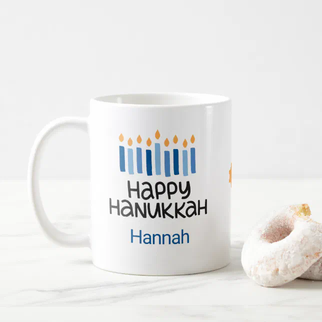 Happy Hanukkah Kids Adorable Name Mug | Zazzle