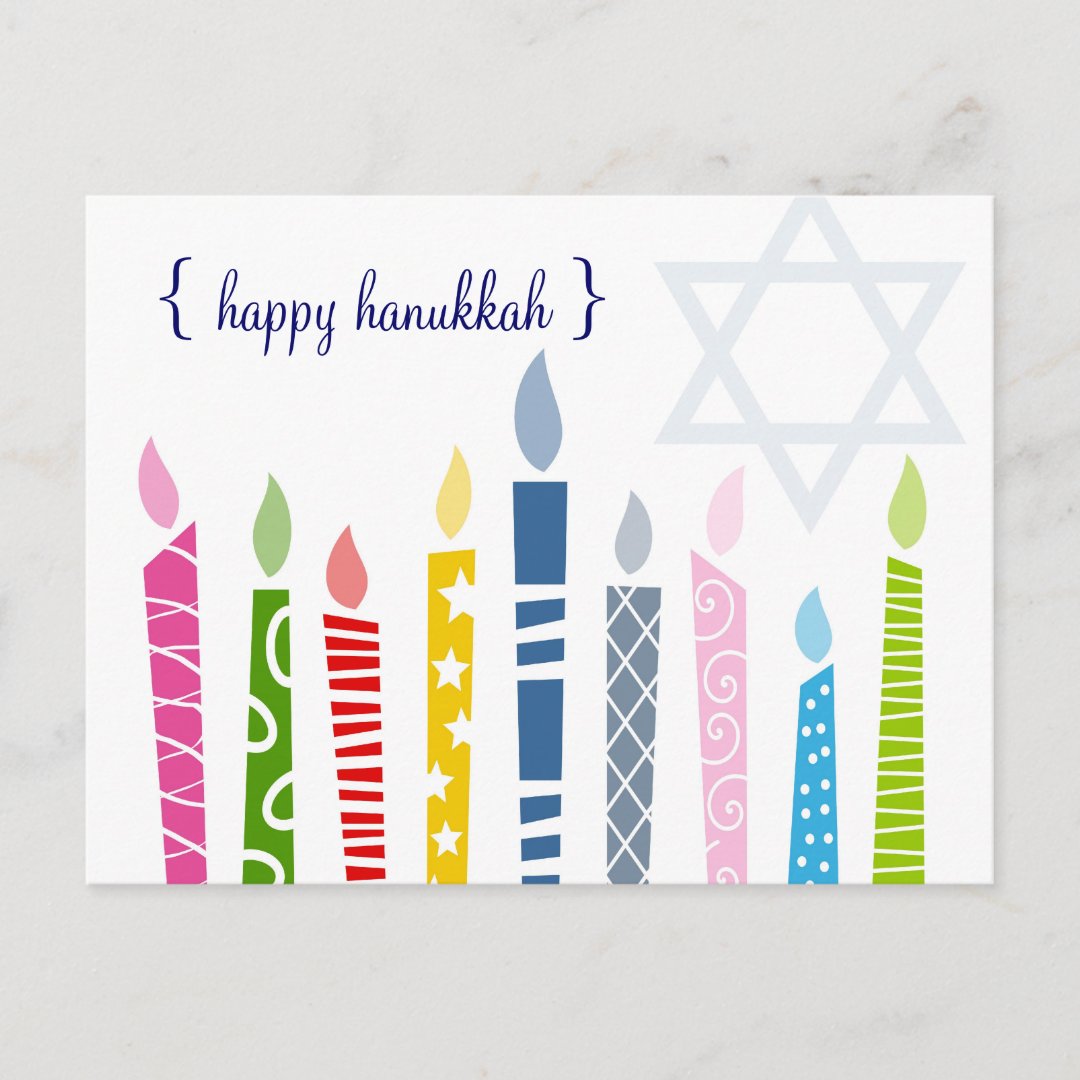 Happy Hanukkah Menorah Candles Postcards | Zazzle