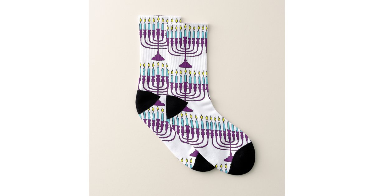 Happy Hanukkah Menorah Socks | Zazzle