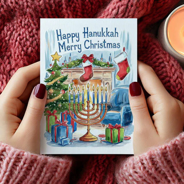 Happy Hanukkah Merry Christmas Card | Zazzle
