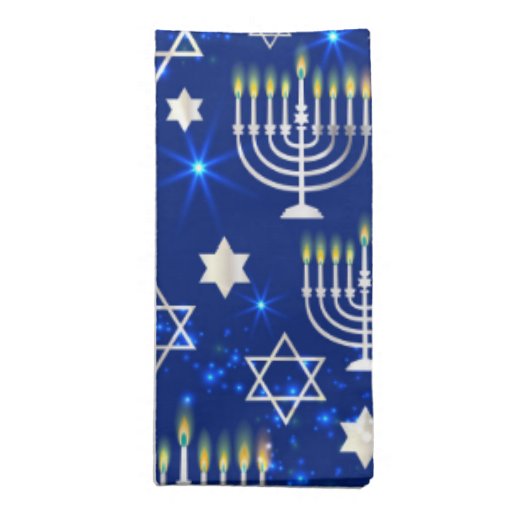 Happy Hanukkah Modern Star Of David Menorah Cloth Napkin | Zazzle