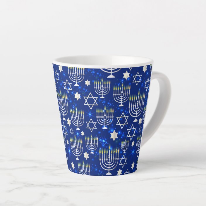 Happy Hanukkah Modern Star Of David Menorah Latte Mug | Zazzle
