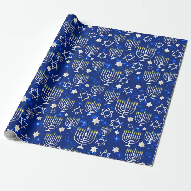 Happy Hanukkah Modern Wrapping Paper | Zazzle