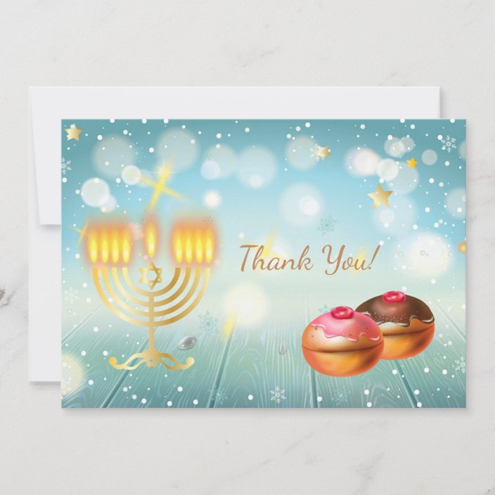 Happy Hanukkah Party Beautiful Decoration, Jewish Thank You Card ...
