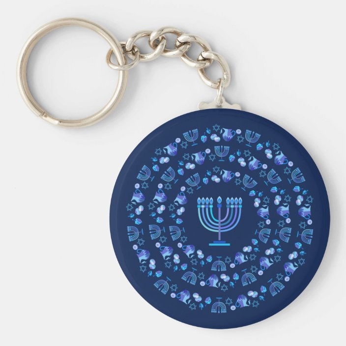 Happy Hanukkah Party Festival of lights Beautiful Keychain | Zazzle.com