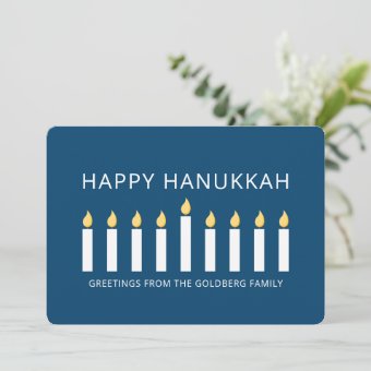 Happy Hanukkah | Simple and Modern Candle Greeting Holiday Card | Zazzle