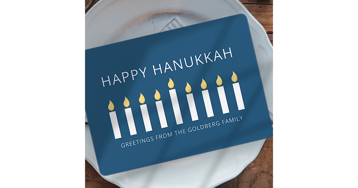Happy Hanukkah | Simple and Modern Candle Greeting Holiday Card | Zazzle