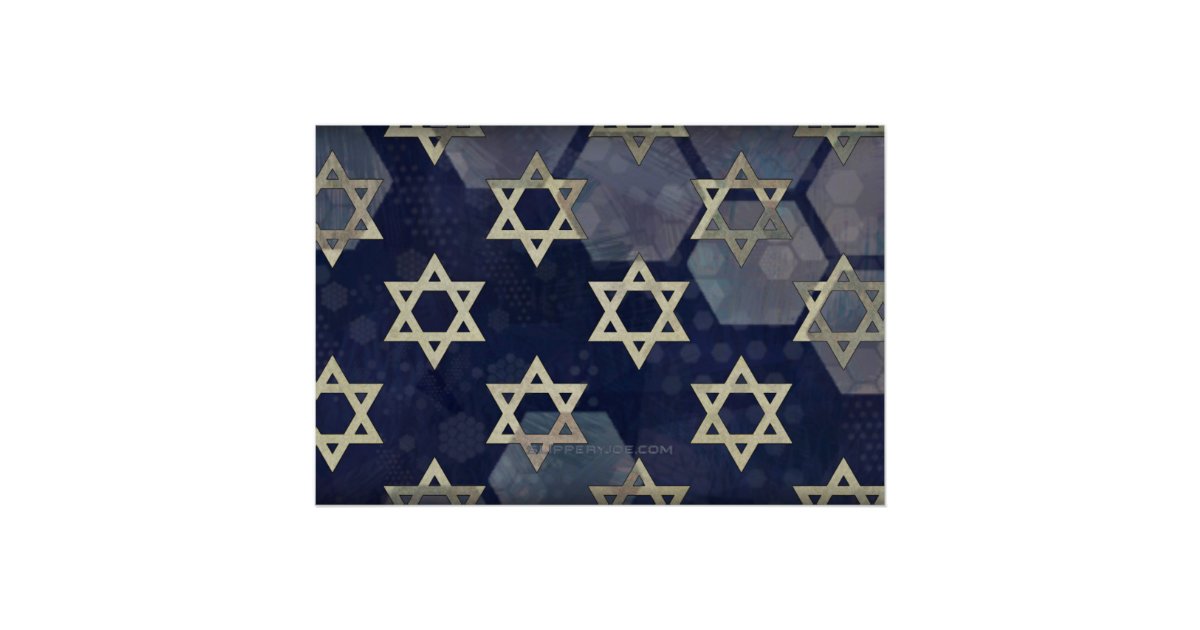 Happy Hanukkah Star of David menorah Dreidel Slipp Poster | Zazzle