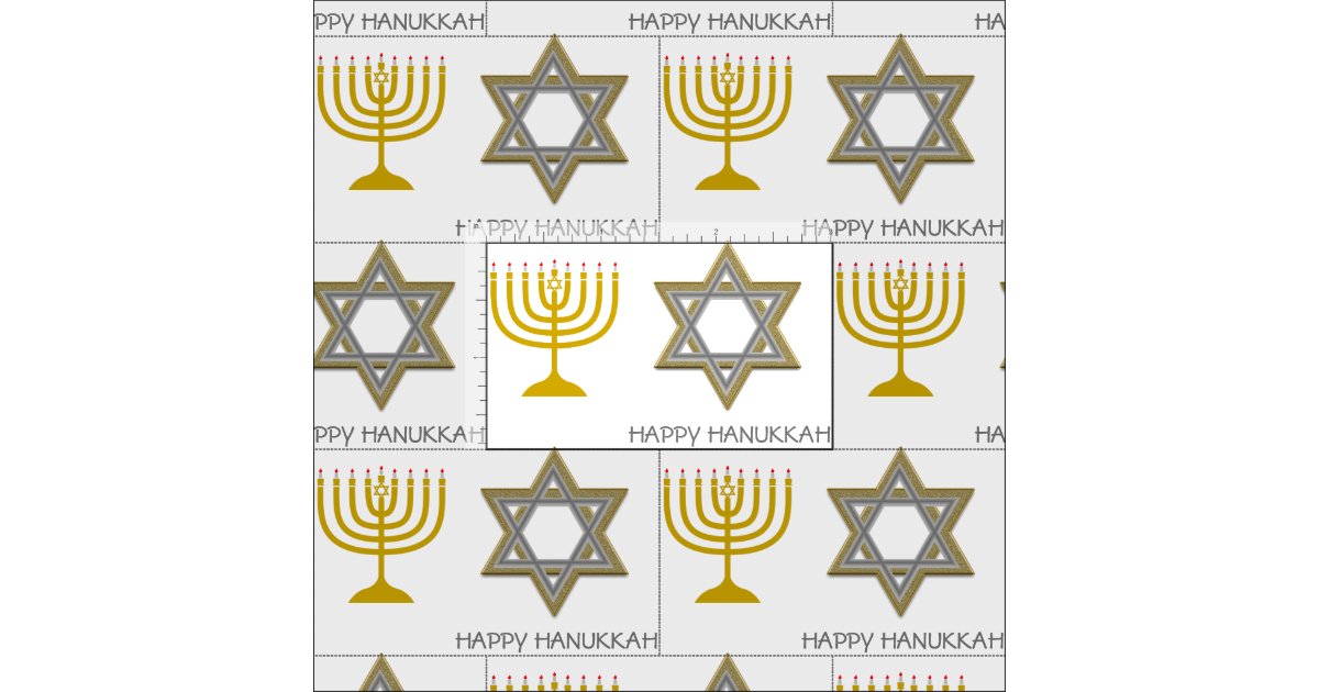 HAPPY HANUKKAH | Star of David | Menorah Fabric | Zazzle