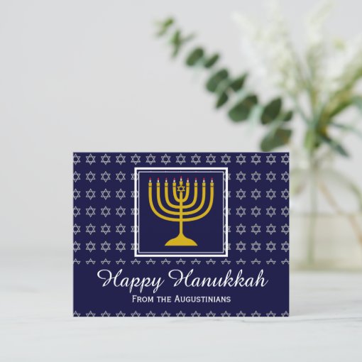 HAPPY HANUKKAH Star of David Menorah Personalized Holiday Postcard | Zazzle