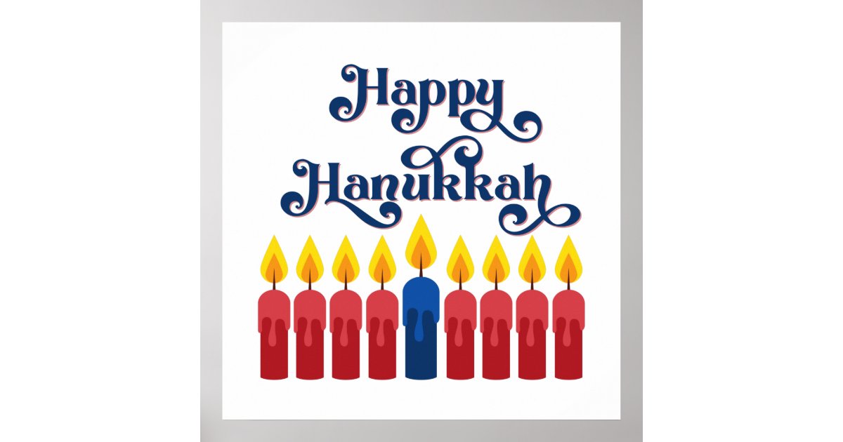 Happy Hanukkah with Candles Poster | Zazzle