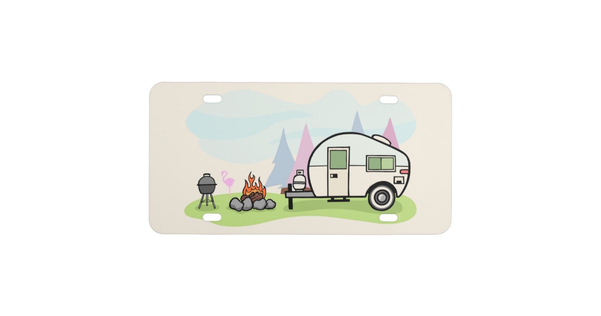 Happy Happy Camper trailer License Plate | Zazzle