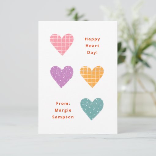 Happy Heart Day Pastel Hearts Classroom Valentine Invitation | Zazzle