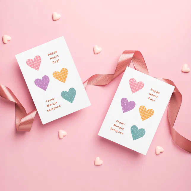 Happy Heart Day Pastel Hearts Classroom Valentine Invitation | Zazzle