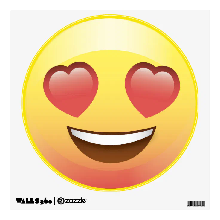 Happy Heart Eyes Emoji Face Wall Decal | Zazzle