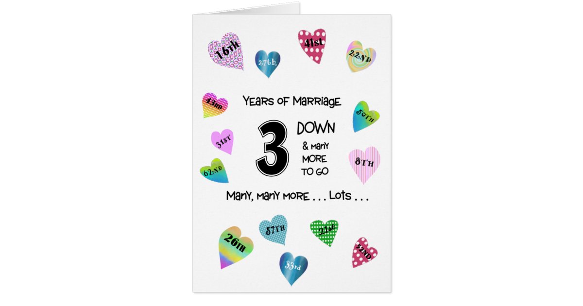 Happy Hearts 3rd Anniversary Card | Zazzle.com