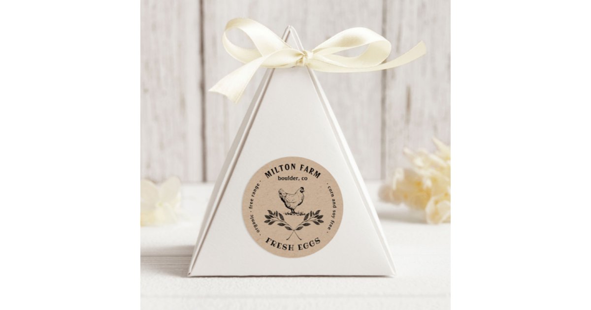 Happy Hens Laurel Branch Egg Carton Round Sticker | Zazzle