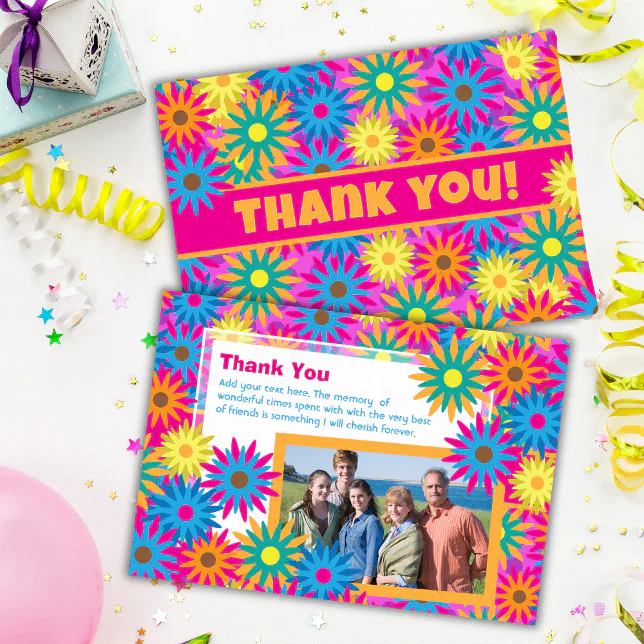 Happy Hippie Flower Power Thank You Notes Invitation | Zazzle