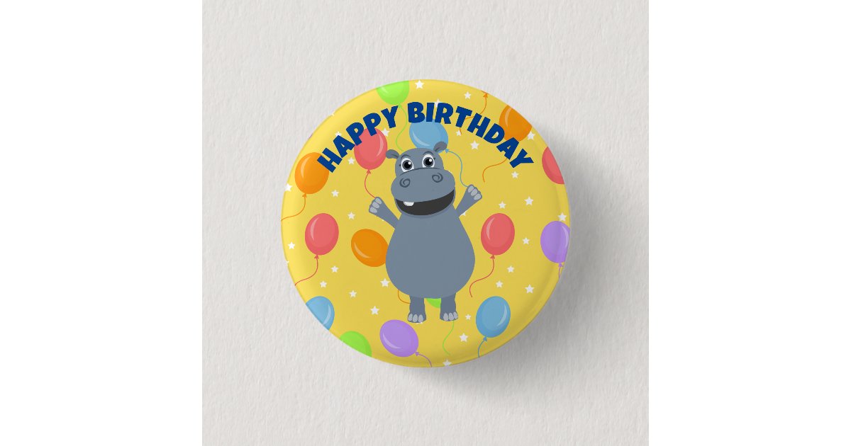 Happy Hippo Button | Zazzle