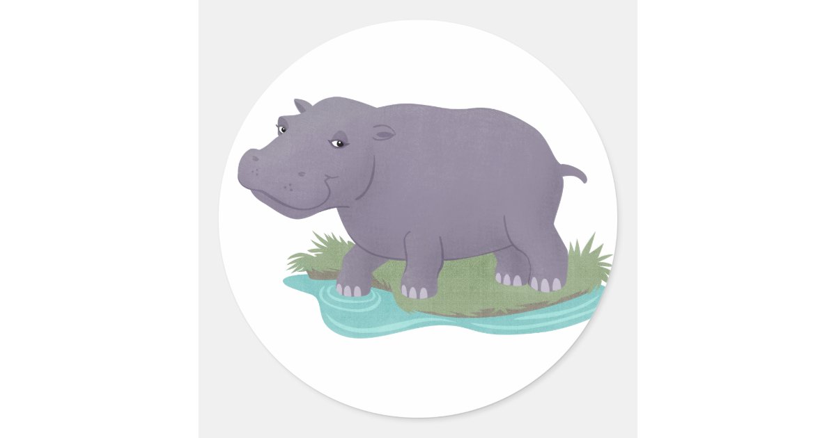 Happy Hippo Classic Round Sticker | Zazzle